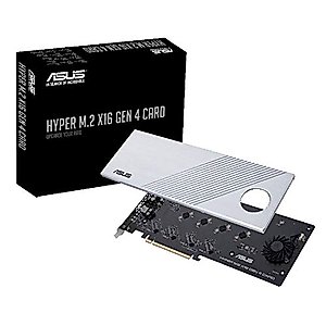 ASUS Hyper M.2 X16 PCIe 4.0 X4 Expansion Card Supports 4 NVMe M.2 (2242/2260/2280/22110) up to 256Gbps for AMD 3rd Ryzen sTRX40, AM4 Socket and Intel VROC NVMe Raid