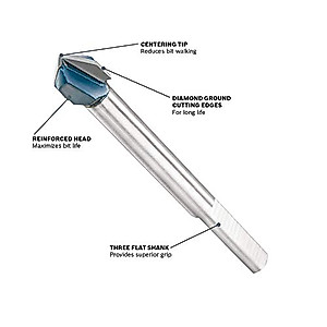 BOSCH GT600 1/2inch Carbide Tipped Glass, Ceramic and Tile Drill Bit, Silver