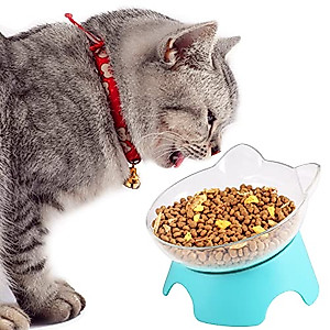 MILIFUN Raised Cat Food Bowls with Stand, Cat Dishes for Food or Water, Cat Tilted Bowl, Pet Dish with Stand (Arcuation-Bule)