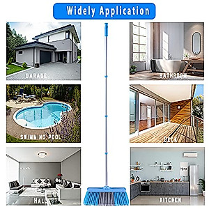 YONILL Indoor Outdoor Broom with Long Handle, 53" Angle Brooms for Floor Cleaning Sweeping Broom for Garage, Patio, Garden, House and Kitchen