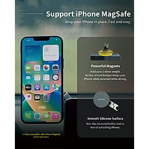 Jowua 6D Invisible Foldaway car Mount Compatible with magsafe, Compatible for Tesla Model 3/ Y, Model S/X Plaid (6D Suction Cup)