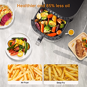 Air Fryer 11-in-1, Large 5.8 QT Airfryer with Easy View Windows, MAX 450℉ for Crispy, 85% Less Oil, Fast Roast, Preheat, Shake, Bake, Frozen, Non-Stick Basket for Easy Clean, With Professional Recipes