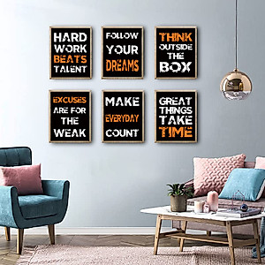 Inspirational Phrase Wall Art ,Ofiice Gym Living Room Wall Decoration Proverb ,Inspirational Quotes Poster ，Teen Adult Bedroomclassroom University Decoration | 6-pack 20.32 x 25.40 cm (Unframed）black A