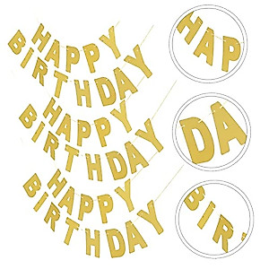 ibasenice 6 pcs Birthday Party Pull Flag Happy Birthday Garland Gold Garland Gold Sequins Birthday Backdrop Banner for Women Yard Signs Paper Birthday Party Banner Birthday Supplies Triangle