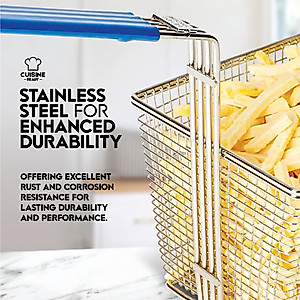 Cuisine Ready Deep Fryer Basket | 2 Pack | Stainless Steel | Commercial Fry Basket with Handle | 13.25" x 6.5" x 5.9" | Heavy Duty Restaurant Quality