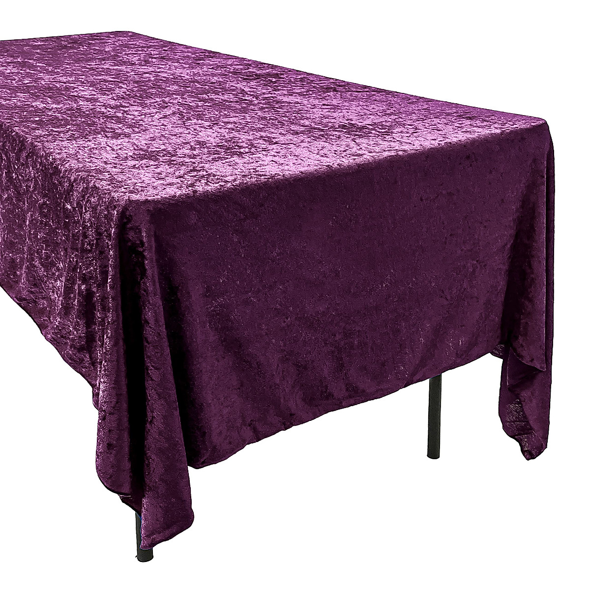 AK TRADING CO. Lush Panne Velvet Tablecloth - 60 x 102 Inch Rectangular Table, Plum