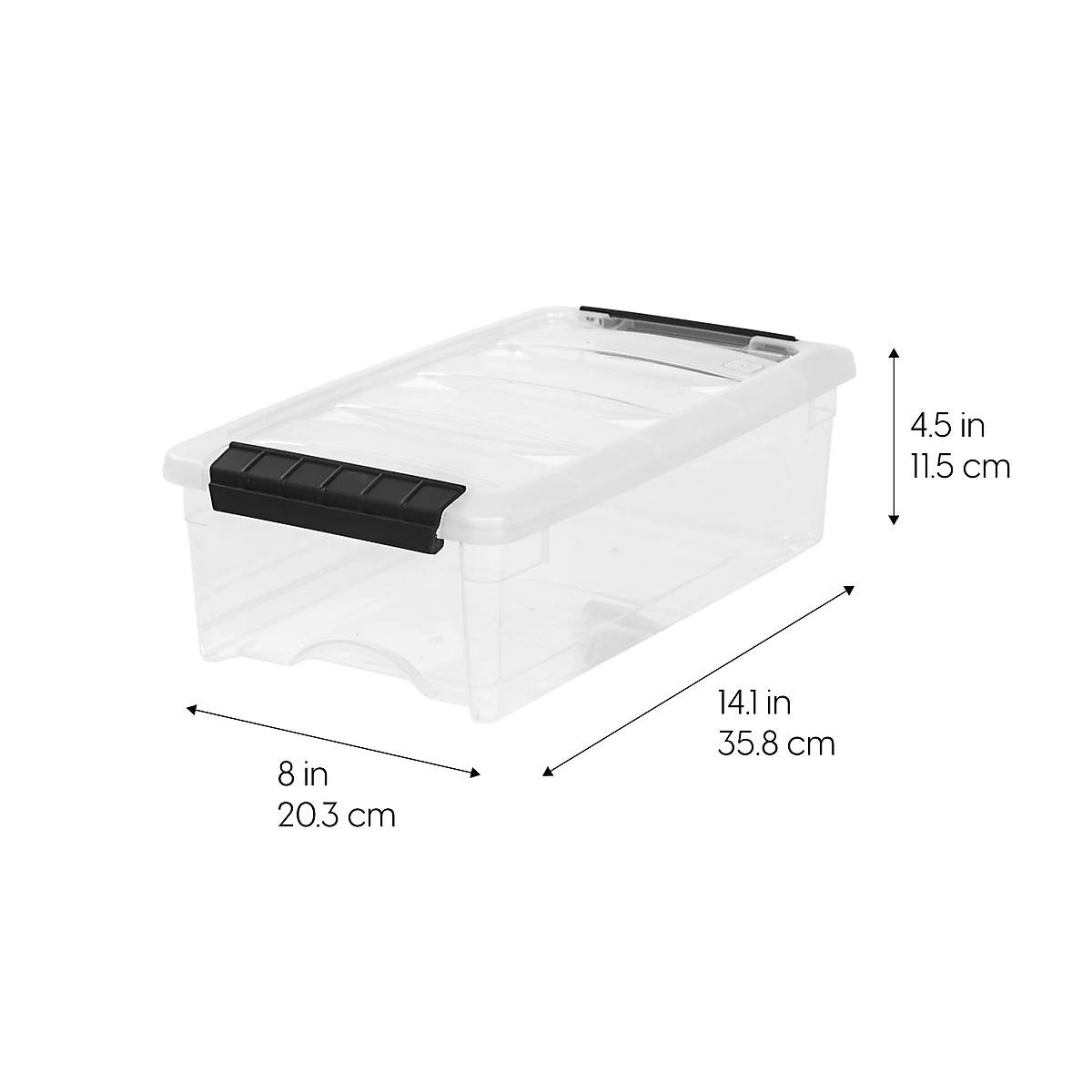 IRIS USA 6 Qt Stackable Plastic Storage Bins with Lids, 10 Pack - BPA-Free, Made in USA - See-Through Organizing Solution, Latches, Durable Nestable Containers, Secure Pull Handle - Clear/Black