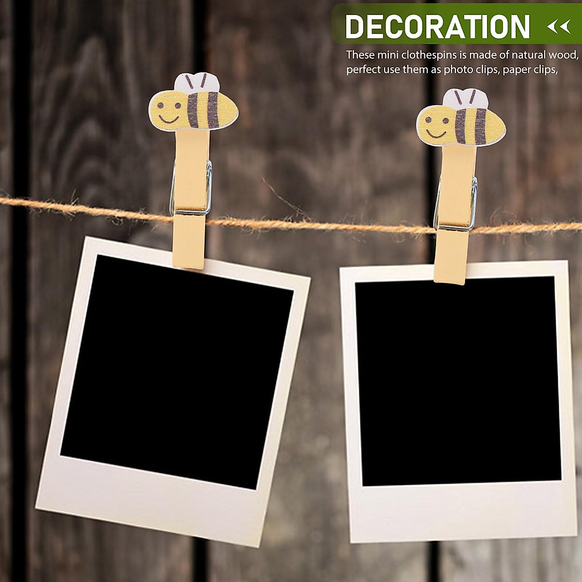 Garneck 40 PCS Wood Clothespin Bee Wooden Food Peg Cartoon Wood Clips for Hanging Clothes Pictures Photo Outdoor Indoor