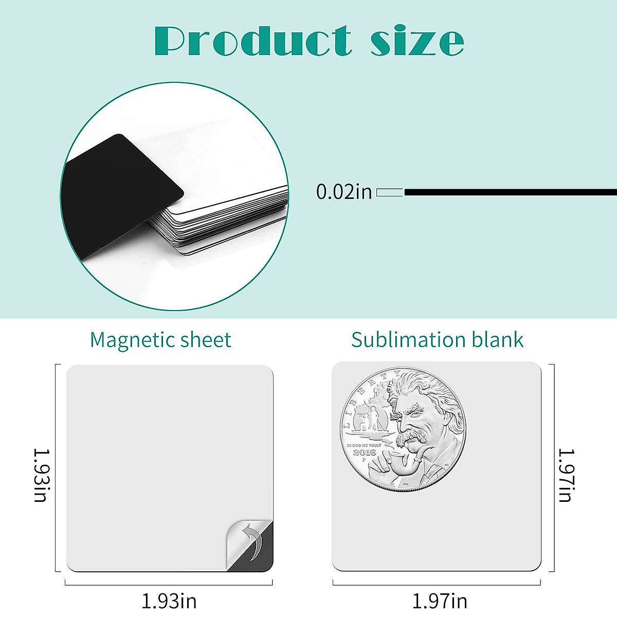 20 Pieces Sublimation Magnet Blanks Fridge Magnets, Square Sublimation Blanks DIY Photo Magnets for Refrigerator, Fridge Decorative Magnets for Whiteboard Office Calendar Kitchen Home Wall Decor etc