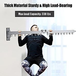 Bakala Retractable Clothes Drying Rack, Wall Mounted Space Saver Heavy Duty Laundry Clothes Hanger Rack with Towel Bar, Collapsible Clothes Dry Racks for Balcony, Mudroom, Bedroom