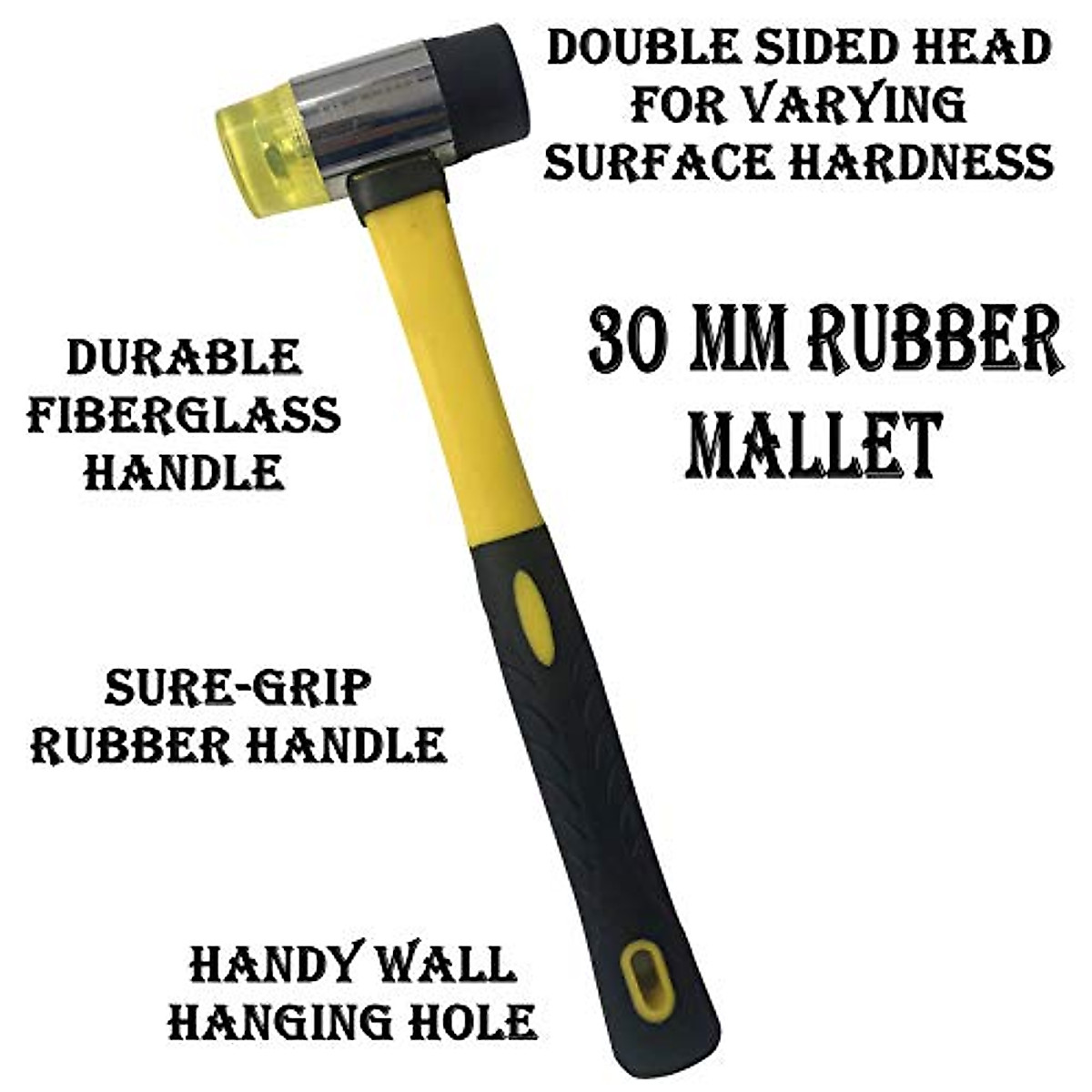 Benchmark - 3 Piece Hammer Set; 16 OZ. Claw Hammer, Tack Hammer; Rubber Mallet (Double SIded); Shock Absorbing Rubber Grips, Durable Fiberglass Handles And Polished Steel Heads