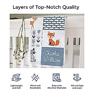 MDPrints Personalized Baby Blanket, Custom Baby Blankets for Boys and Girls, Customized Baby Gifts with Name, Newborn Gift (Woodland 214c)