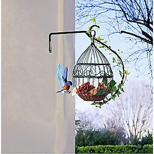 AILIN YELOKIE 4 Pack Premium Forged Wall Hook, Sturdy Hanging Plant Bracket, Elegant Hook for Bird Feeders, Planters, Lanterns, Wind Chimes Indoor Outdoor, Upgrade Black, 12 Inch.