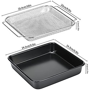 Air Fryer Basket For Oven, Stainless Steel Air Fryer Rack, Non-stick Baking Pan Bread Pan Set, Cooling Rack Grill Basket Baking Sheet, 2 Piece