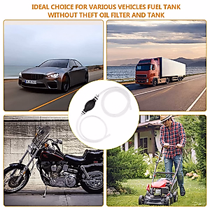 Abnaok Gasoline Siphone Hose, Gas Oil Water Fuel Transfer Siphon Pump, Portable Widely Use Hand Fuel Pump, Fuel Transfer Pump with 2 Durable PVC Hoses