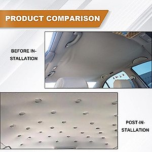 Car Roof Headliner Repair Kit Rivets Repair Button Interior Ceiling Cloth Fixing Repair Buckle with Installation Tool 60Pcs (Grey Grid)