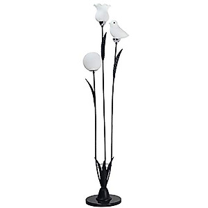 AVEO Floor lamp Modern Simple Floor Lamp Marble Base Glass Lamp Shade Floor Light Bedroom Bedside Lamp Living Room Study Stand Lamp Floor Light (Color : Black, Size : Remote Control Switch)