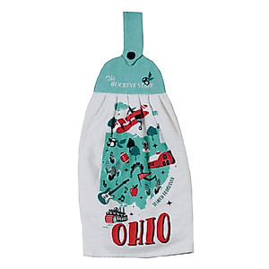 3 Piece State Of Ohio Retro Road Trip Decorative Kitchen Bundle, 2 Dish Towels and Pocket Mitt