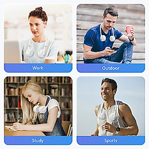 Comfier Portable Neck Fan,Hands Free Bladeless Personal Fans,Rechargeable Usb Fan,3 Speeds 360° Cooling, Wearable Personal Neck Fan for Women,Men,Kids,LED Lights,for Office Travel Outdoor Sports