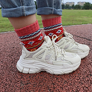 YZKKE 5Pack Womens Warm Wool Soft Cozy Crew Socks for Fall Winter Christmas Gifts Size 5-9