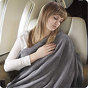 NICE COM SUPPLY Travel Blanket, 40X60, Portable, Warm, Cozy, Throw, for Car, Airplane, Chair, Small, Fleece, Full Body Cover, Grey