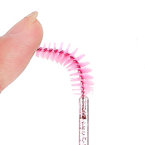 MJ JOMAY 150PCS Disposable Eyelash Brushes,Mascara Stick Makeup Brush Applicator Eyelash Extension Kit and Brow Brush with Container (Pink)