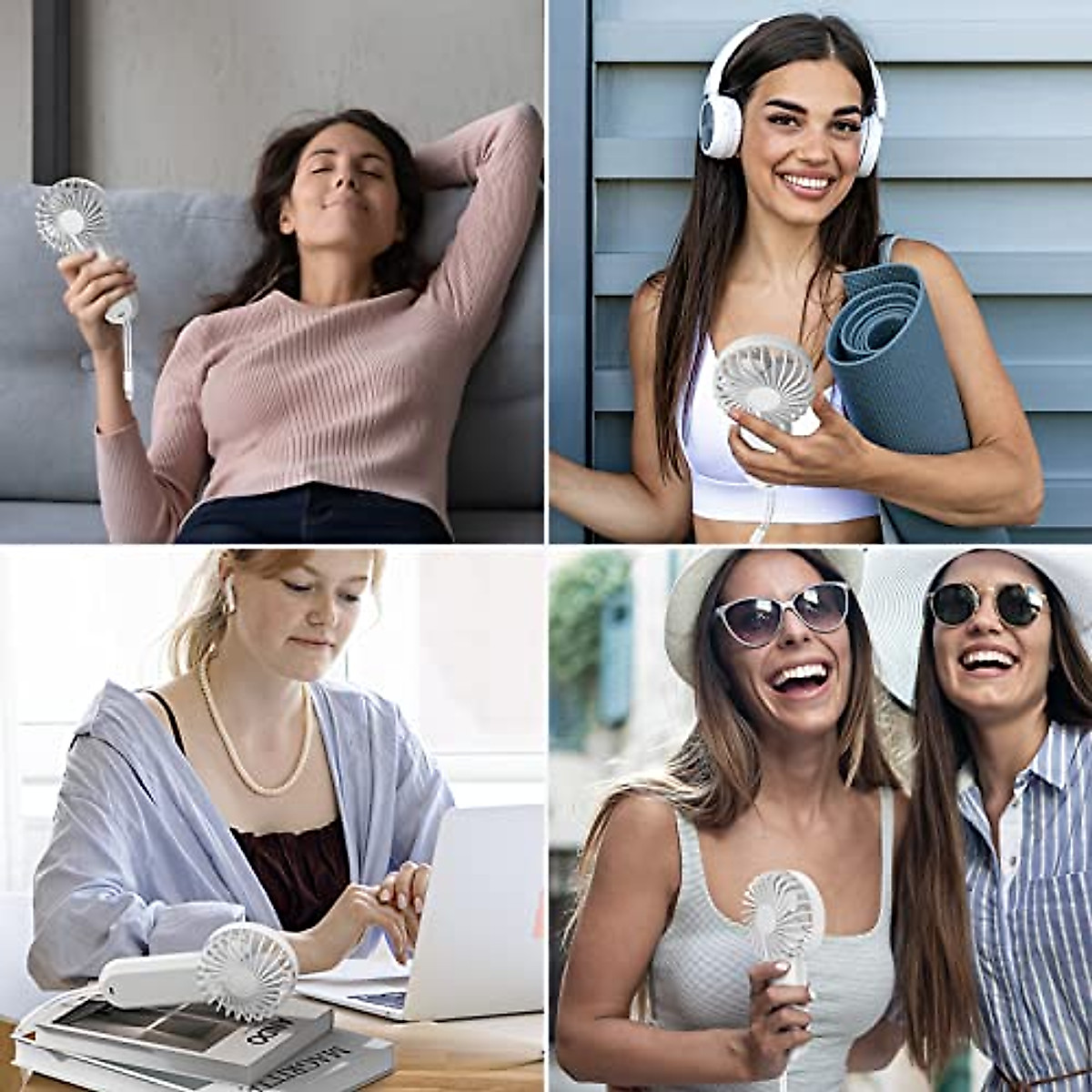 SmartDevil Portable Handheld Fan, Mini Dual-Bladed Hand Fan, 4000mAh Small Personal Rechargeable Battery Operated Fan, Powerful Wind, 3 Speed Adjustable, Hand Held Fan For Outdoor, Travel (White)