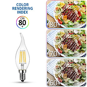 ANWIO Flame Tip LED Filament Bulb Candelabra E12 Base, Dimmable 4.5W (60W Equivalent) B11 Chandelier Candle Light Bulb, 2700K Warm White 6-Pack