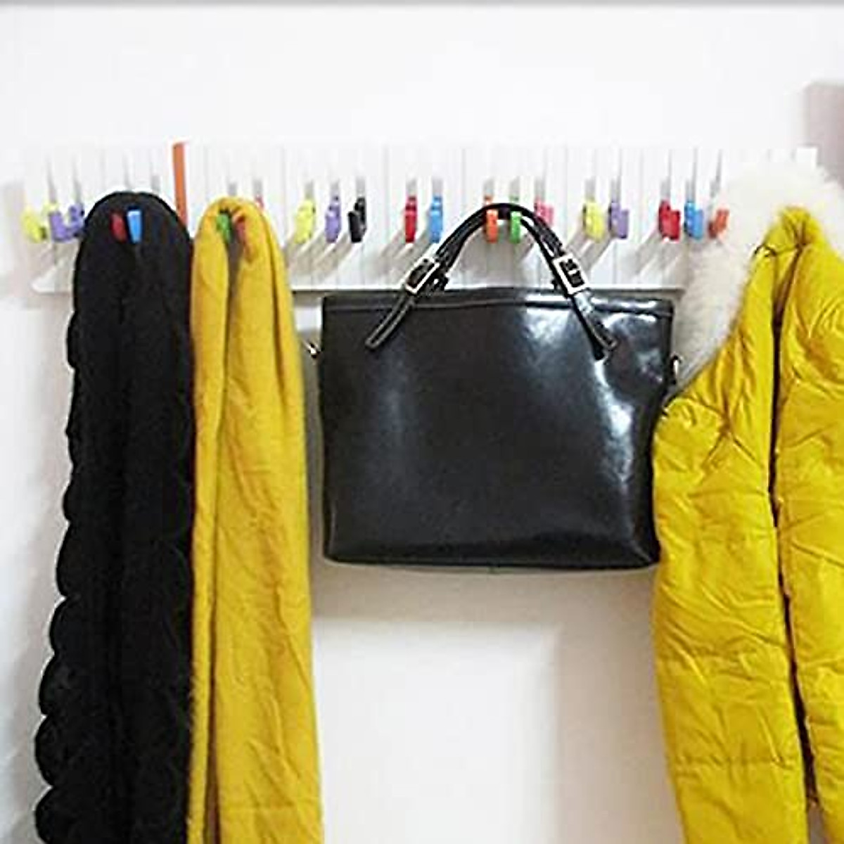 Kemine Coat Rack Wall Mounted with Colorful Piano Shape Wooden Artistic Hat Hook Entryway Hanger Space-Saving Durable Easy Assembly Classic Design (9 Hooks)