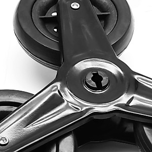 Suiwotin 2pcs Shopping Cart Stair Climbing Wheels Replacement, Rubber Tri-Wheels for Folding Grocery Cart, Portable Stair Climber Utility Cart Stair Wheels (Black)