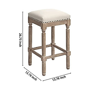 Homestripe Kitchen Counter Pub-Height Barstool 26 Inch Seat Height, Taupe Set of 2, Tan