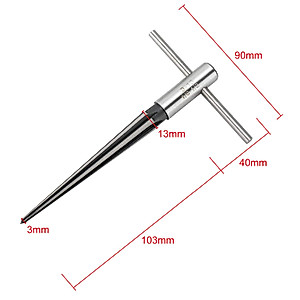 YaeKoo 2 pcs Tapered Reamer T Handle 6 Fluted Chamfer Bridge Pin Hole Hand Held Reamer Sizes 1/8"-1/2" (3-13mm) & 5''-5/8'' (5-16mm) Handle Drilling Tools