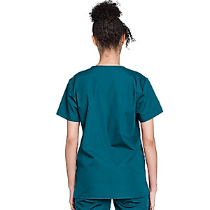 Cherokee Adult's Unisex Top and Scrub Pant Set, Caribbean Blue, Medium