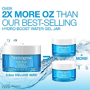 Neutrogena Hydro Boost Face Moisturizer with Hyaluronic Acid for Dry Skin, Oil-Free and Non-Comedogenic Water Gel Face Lotion and Hydrating Gel Facial Mask, Extra Large Value Size 3.6 oz