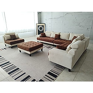 Stendmar Reversible Multifunction 5pc 2-Tone Microfiber Big Sectional Couch Sofa S150DNE