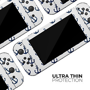 Design Skinz - Compatible with Nintendo Switch Lite - Skin Decal Protective Scratch-Resistant Removable Vinyl Wrap Cover - White and Navy Micro Anchors