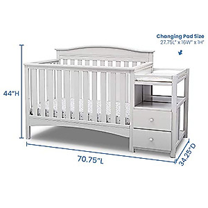 Delta Children Birkley Convertible Crib N Changer, Bianca White + Serta Perfect Slumber Dual Sided Recycled Fiber Core Crib and Toddler Mattress (Bundle)