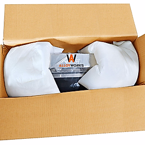 ALLOYWORKS CC833 Aluminum Radiator Compatible with 1966-1979 Ford F-100 F-150 F-250 F-350 1978-1979 Ford Bronco Truck Downflow Radiator, 4 Row Radiators, Shroud Fan Relay Kit, L6 V8 Chevy Engines Only