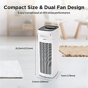 MS18 Air Purifiers for Home Large Room Up to 825 Sq Ft, Air Cleaner with H13 True HEPA Filter and Washable Pre-Filter, Remove 99.97% of Allergies, Smoke, Dust, Mold, Pets Dander, Pollen for Bedroom Office Living Room by Membrane Solutions