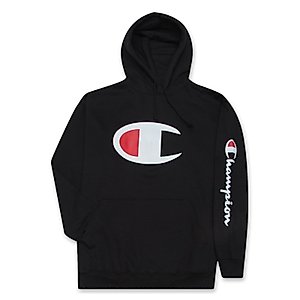Champion Hoodie for Men Big And Tall Mens Oversized Pullover Fleece Sweatshirt Black