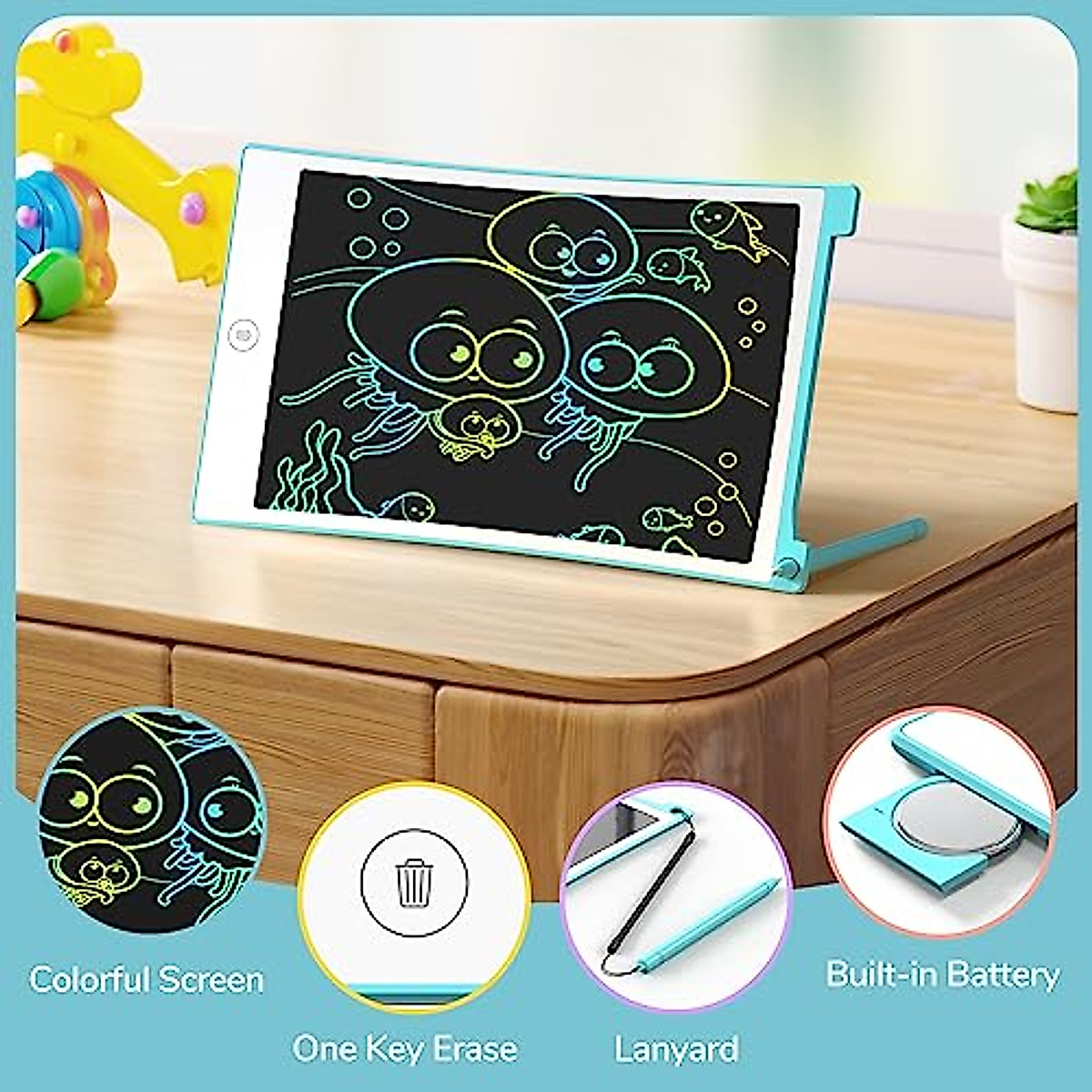 TECJOE 4 Pack LCD Writing Tablet, 8.5 Inch Colorful Doodle Board Drawing Tablet for Kids, Kids Travel Games Activity Learning Toys Birthday Gifts for 3 4 5 6 Year Old Boys and Girls Toddlers