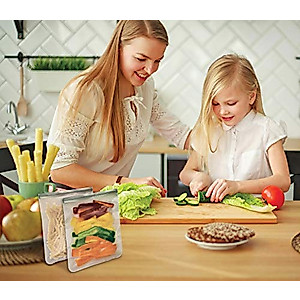 Reusable Food Storage Bags, Set of 10 (2 Lunch + 4 Sandwich + 4 Snack), by Better Kitchen Products, with Double Zip Lock Closure, for Food, Travel, and General Use, Thick PEVA Material, TSA Conformity