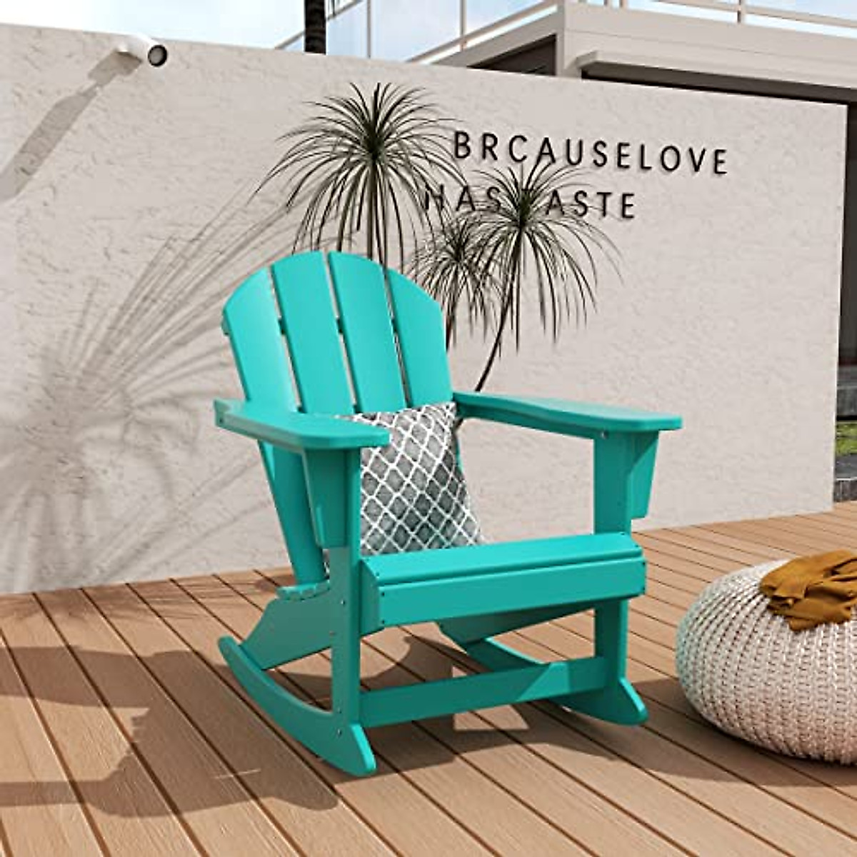 WO Home Furniture Patio Rocking Chair Outdoor Adirondack Rocker Chair (Turquoise)