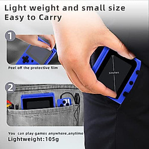 Xunsan Retro Handheld Game Console, 3 inch LCD Screen Portable Video Game Console with 500 Classic Games, Support TV Connection & 2 Players Battle, Gift for Kids Adults (Blue)