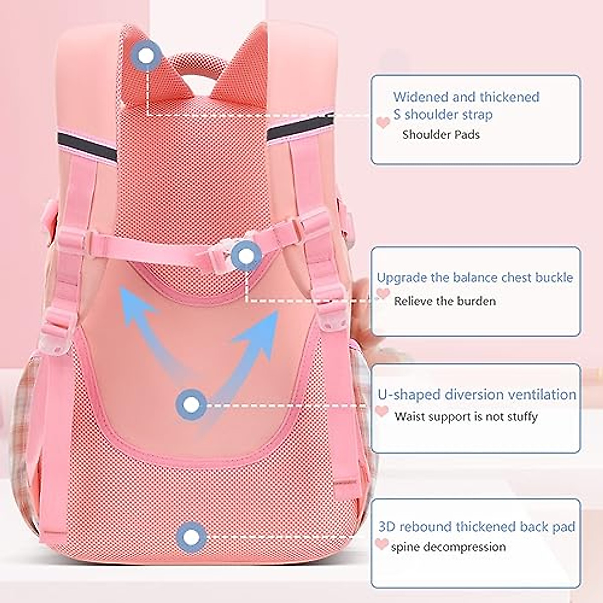 HANXIUCAO Backpacks for Girls Large Bookbags for Teens Girls Backpack for School Laptop Compartment Primary (Purple), 17.3x12.2x5.1 inch