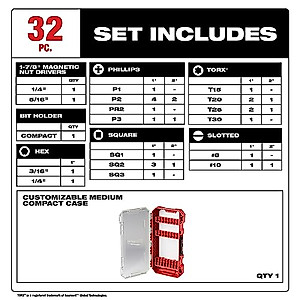Milwaukee Electric Tool 48-32-4004 Shockwave Heavy Duty Impact Driver Bit Set, 32 Pc