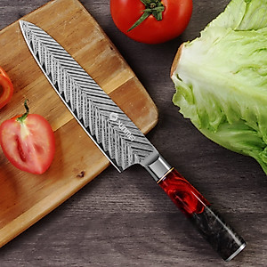 Sunmei Japanese Chef Knife - Japanese High Carbon Stainless Steel Chef's Knives 8 Inch Pro Kitchen Knife with Beautiful Resin handle and Gift Box