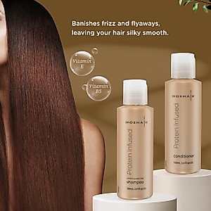 MOEHAIR Travel Protein Infused Shampoo and Conditioner set 3.4 Fl Oz For Dry, Frizzy and Chemically Treated Hair, Reduces Frizz and Dullness, Adds Shine (Combo_Protein_3.4 Fl Oz-101)