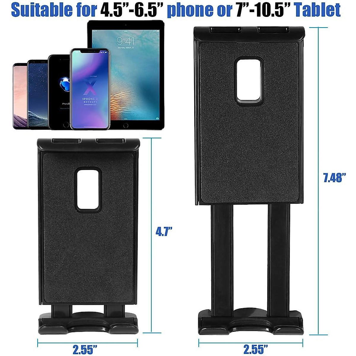 SincereFly Car Mount, 7-10.5inch Tablet & 4.5-6.5inch Phone Holder, Portable Electronic Device Mount