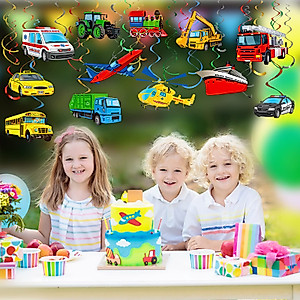 Pajean 54 Pieces Transportation Birthday Party Decorations Cars Theme Party Hanging Swirl Decor for Kids Vehicles Birthday Party Transportation Party Baby Shower Supplies